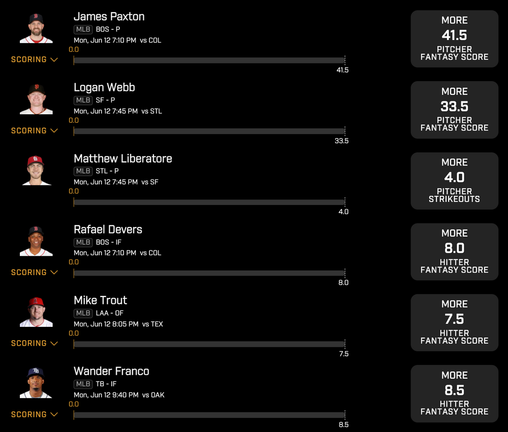 PrizePicks - MLB - 6 Pick FLEX Play - 6-12-23 - 7:10pm | Sports Chat Place