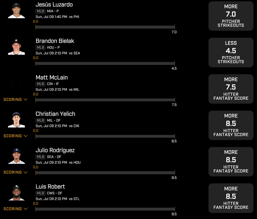 PrizePicks - MLB - 6 Pick FLEX Play - 7-9-23 - 1:40pm | Sports Chat Place