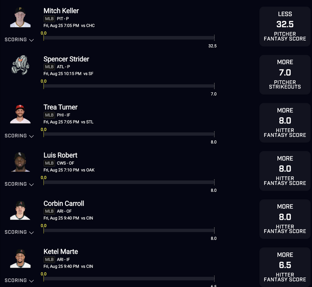 PrizePicks - MLB - 6 Pick FLEX Play - 8-25-23 - 7:05pm | Sports Chat Place