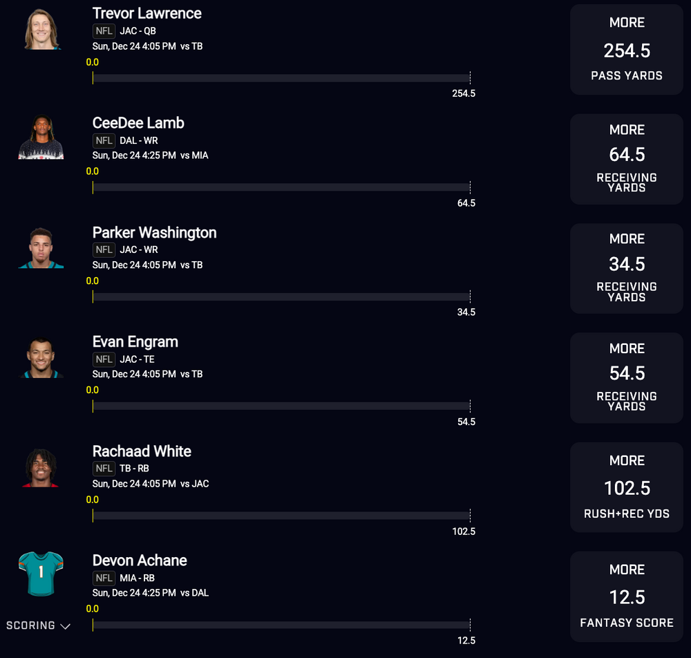 PrizePicks - NFL - 6 Pick FLEX Play - 12-24-23 - Sunday Afternoon Games ...