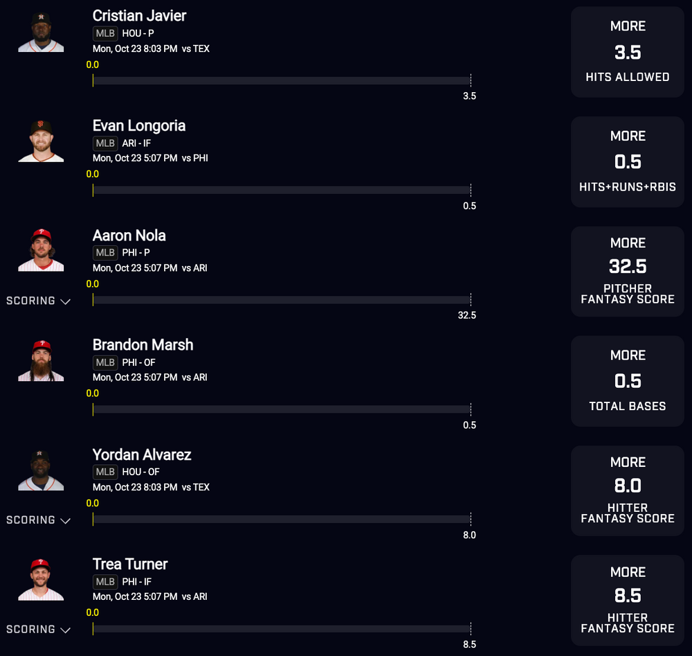 PrizePicks - MLB - 6 Pick FLEX Play - 10-23-23 - 5:07pm | Sports Chat Place