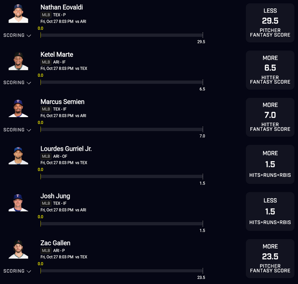 PrizePicks - MLB - 6 Pick FLEX Play - 10-27-23 - 8:03pm | Sports Chat Place